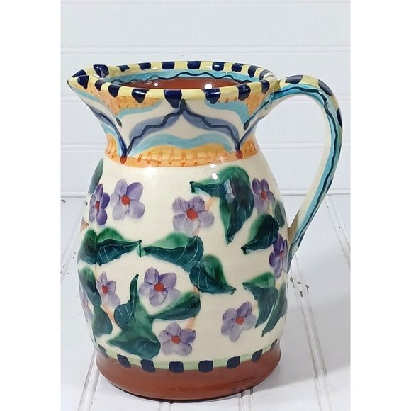 Handmade | Art | Vintage Hummingbird Violets Majolica Sangria Pitcher ...